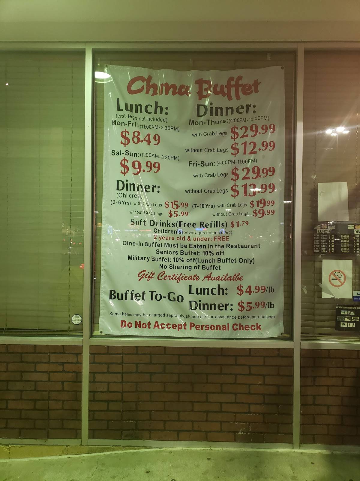 Menu at China Buffet restaurant, Colonial Heights, 200 Southgate Sq