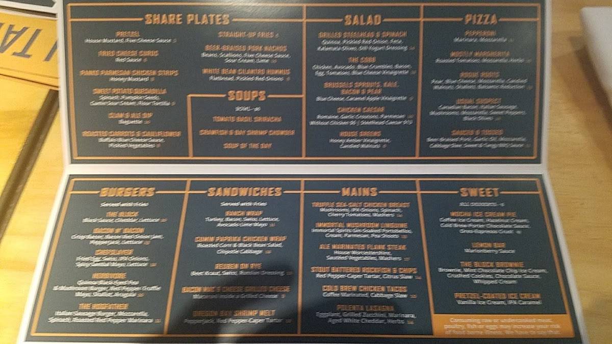 Menu at Common Block Brewing Company restaurant, Medford
