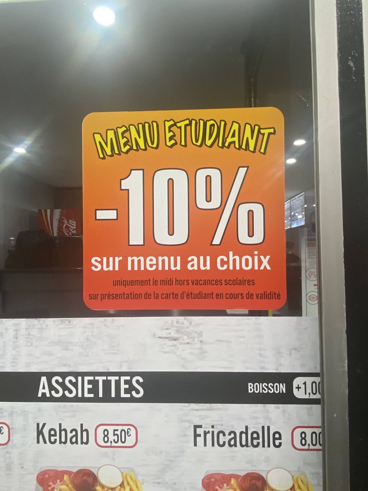 Menu au Continental Fast Food, Béthune