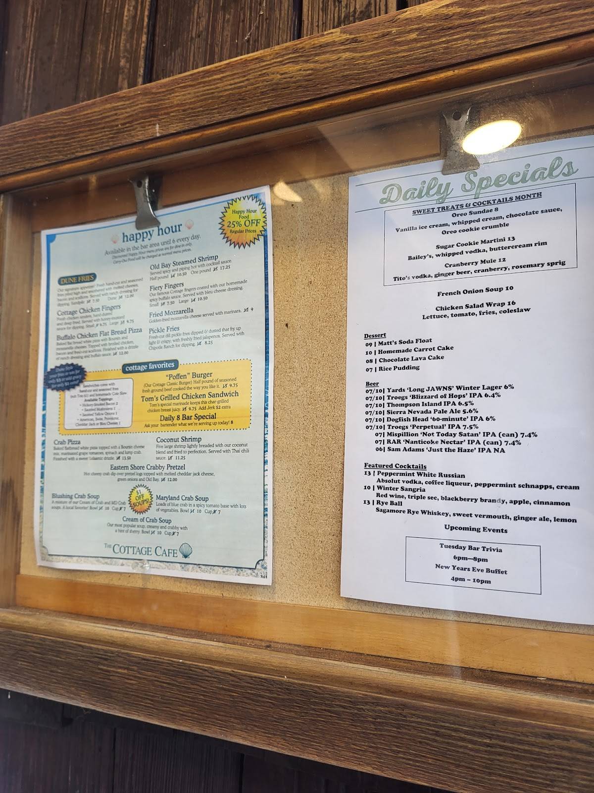 Menu at Cottage Cafe, Bethany Beach