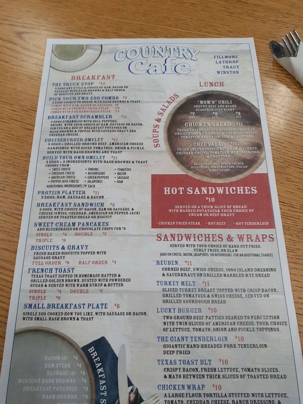 Menu at Country Cafe (Tracy, MO), Platte City