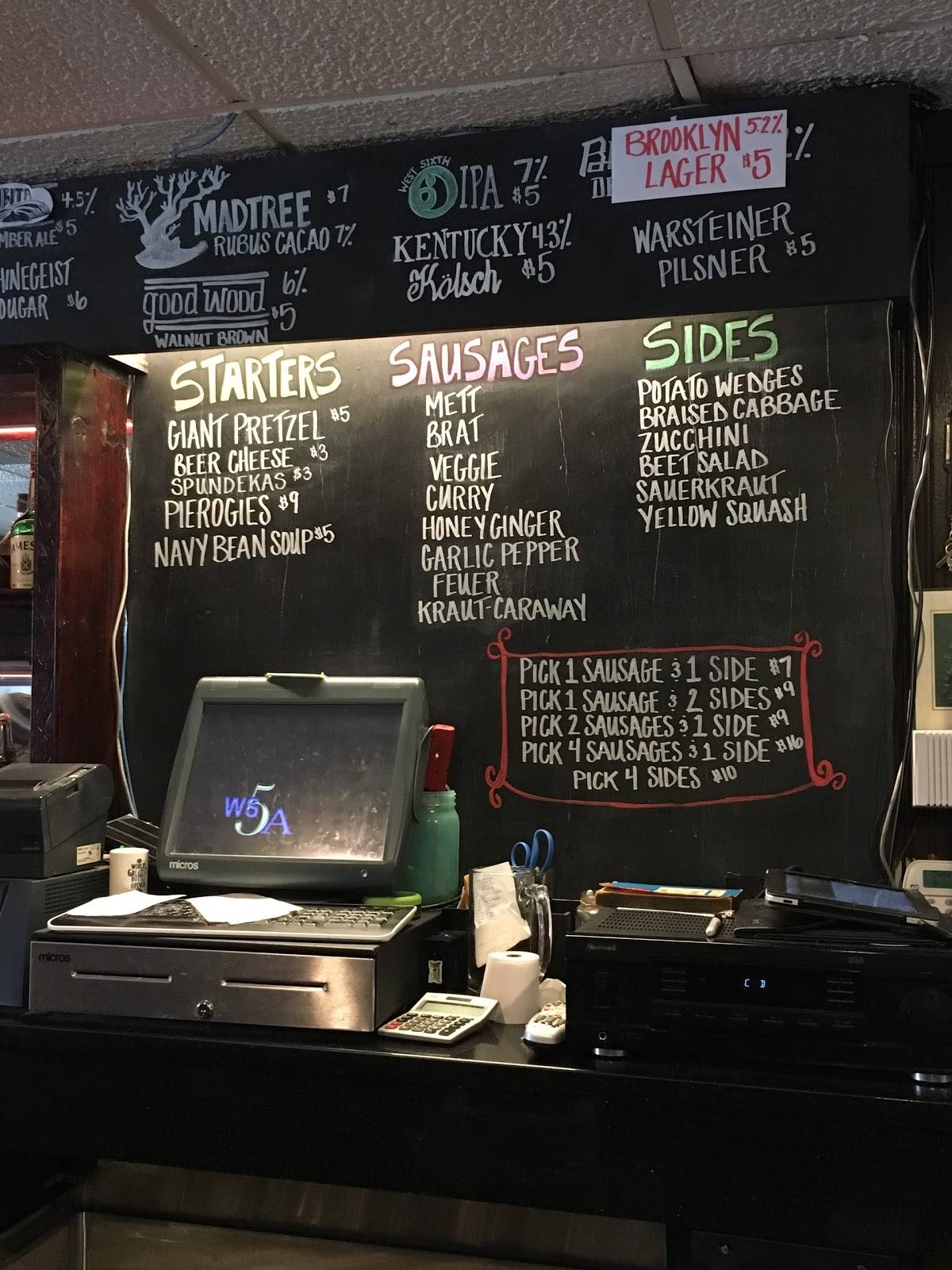 Menu at Wunderbar!, Covington