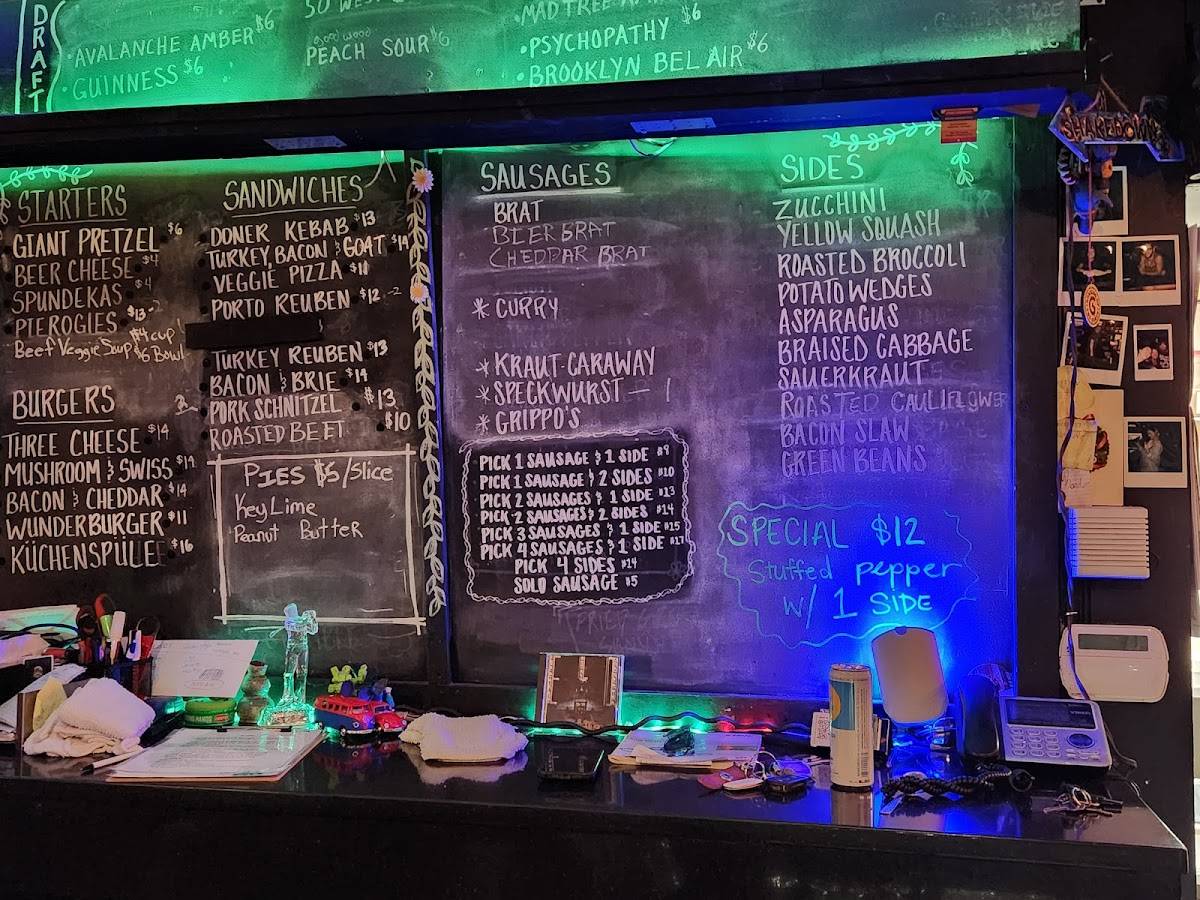 Menu at Wunderbar!, Covington