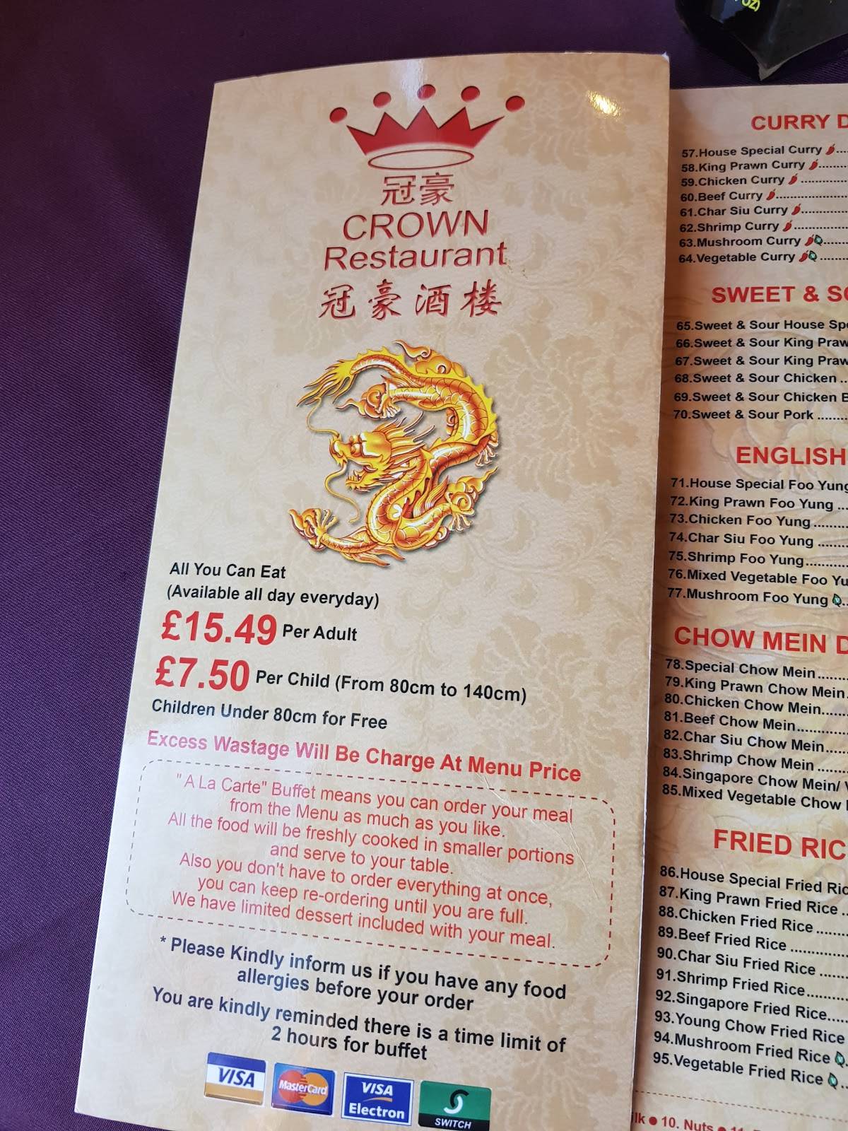 Menu at Crown Buffet Chinese Restaurant, Leeds