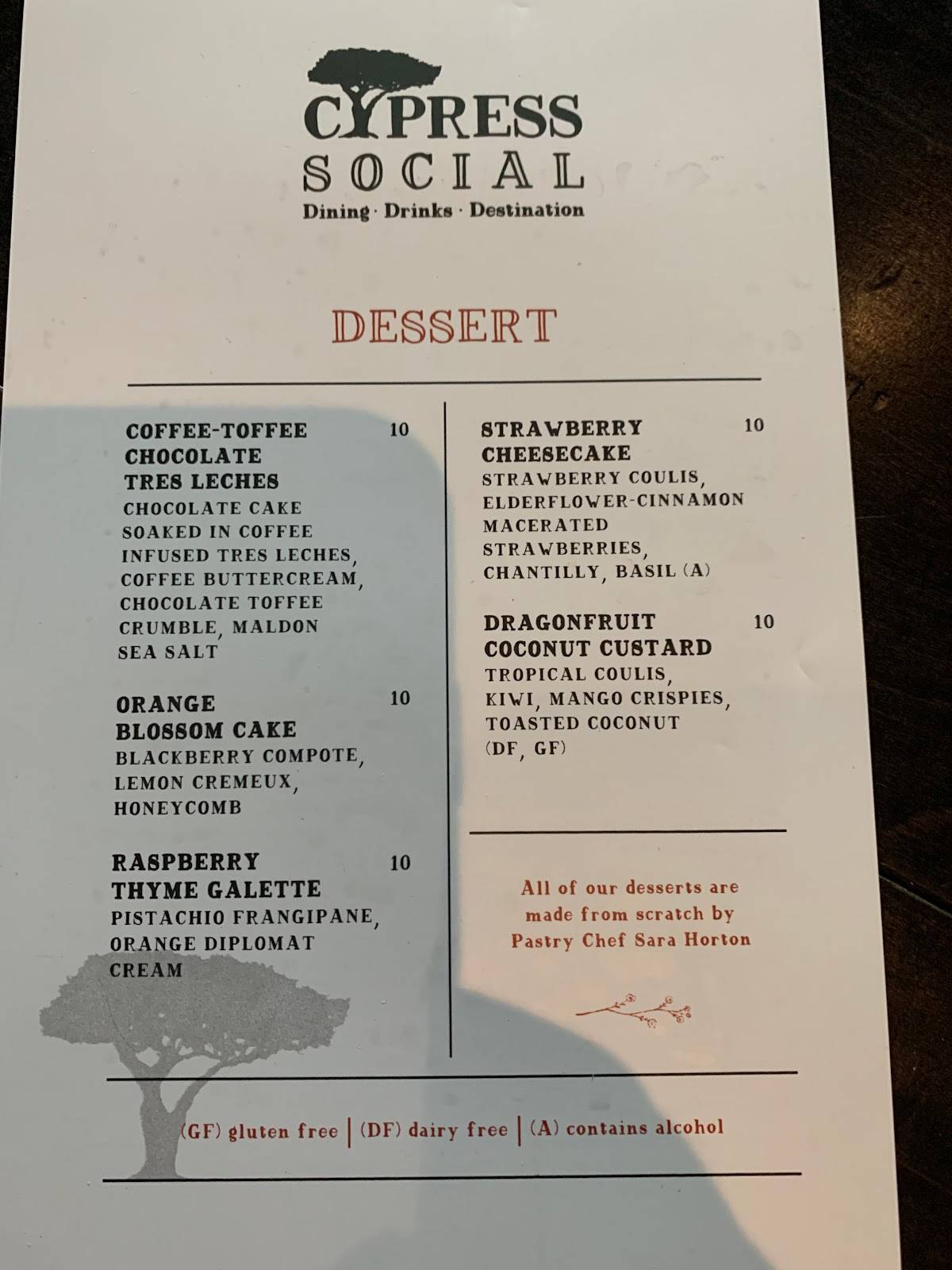 Menu at Cypress Social pub & bar, North Little Rock