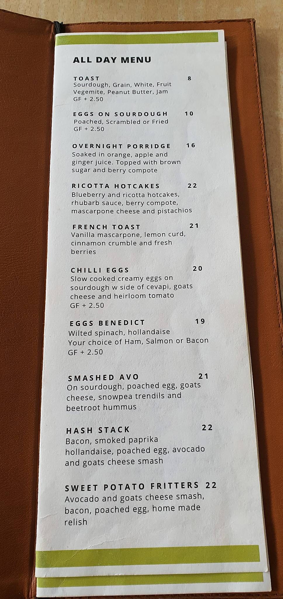 Menu at Darling West Cafe, Geelong West