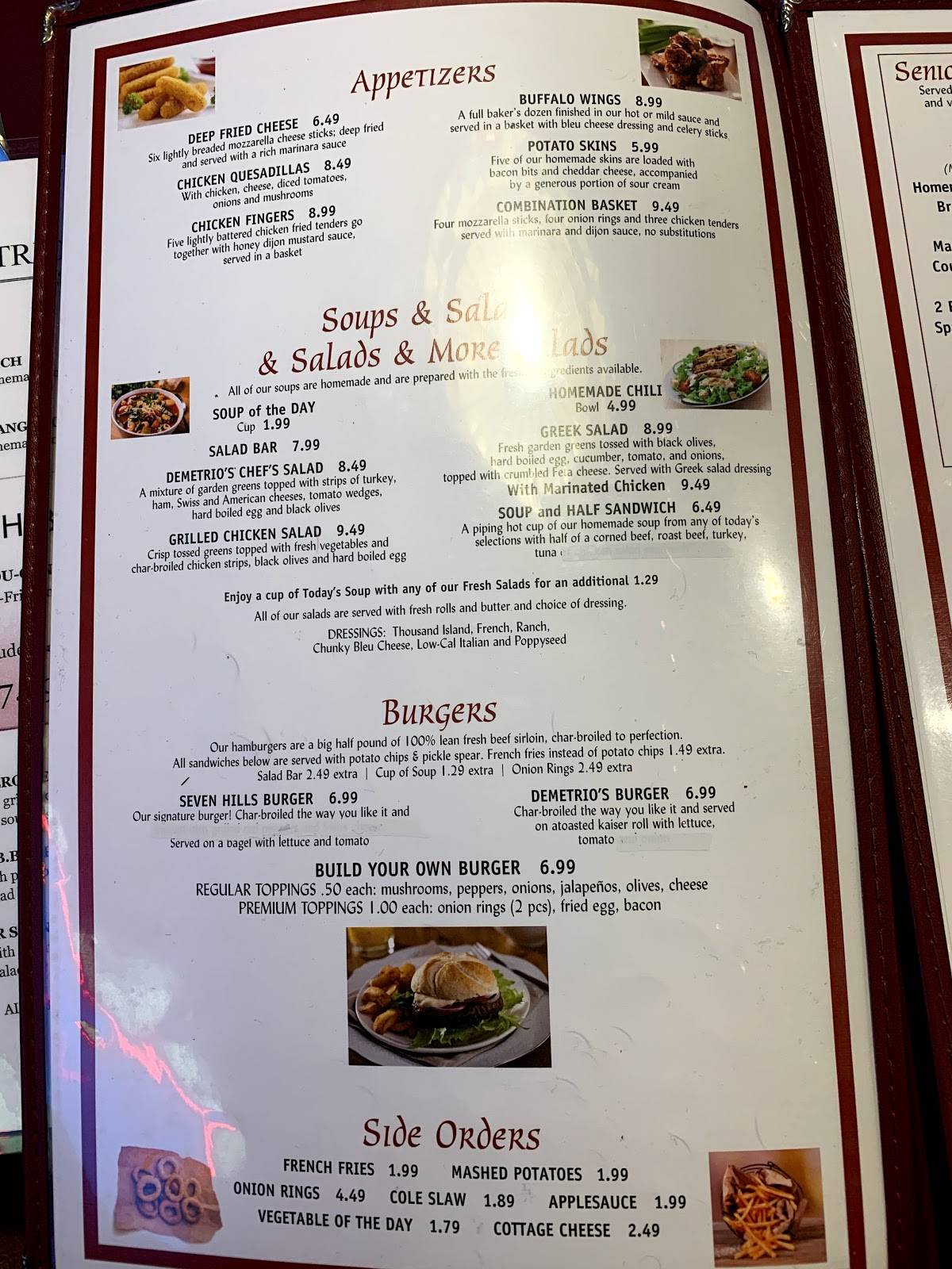 Menu at Demetrio's Family Restaurant, Seven Hills, Broadview Rd