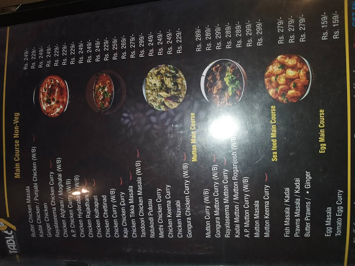 Menu at Di Table 9 Family Restaurant KT Road, Tirupati, Tirupati