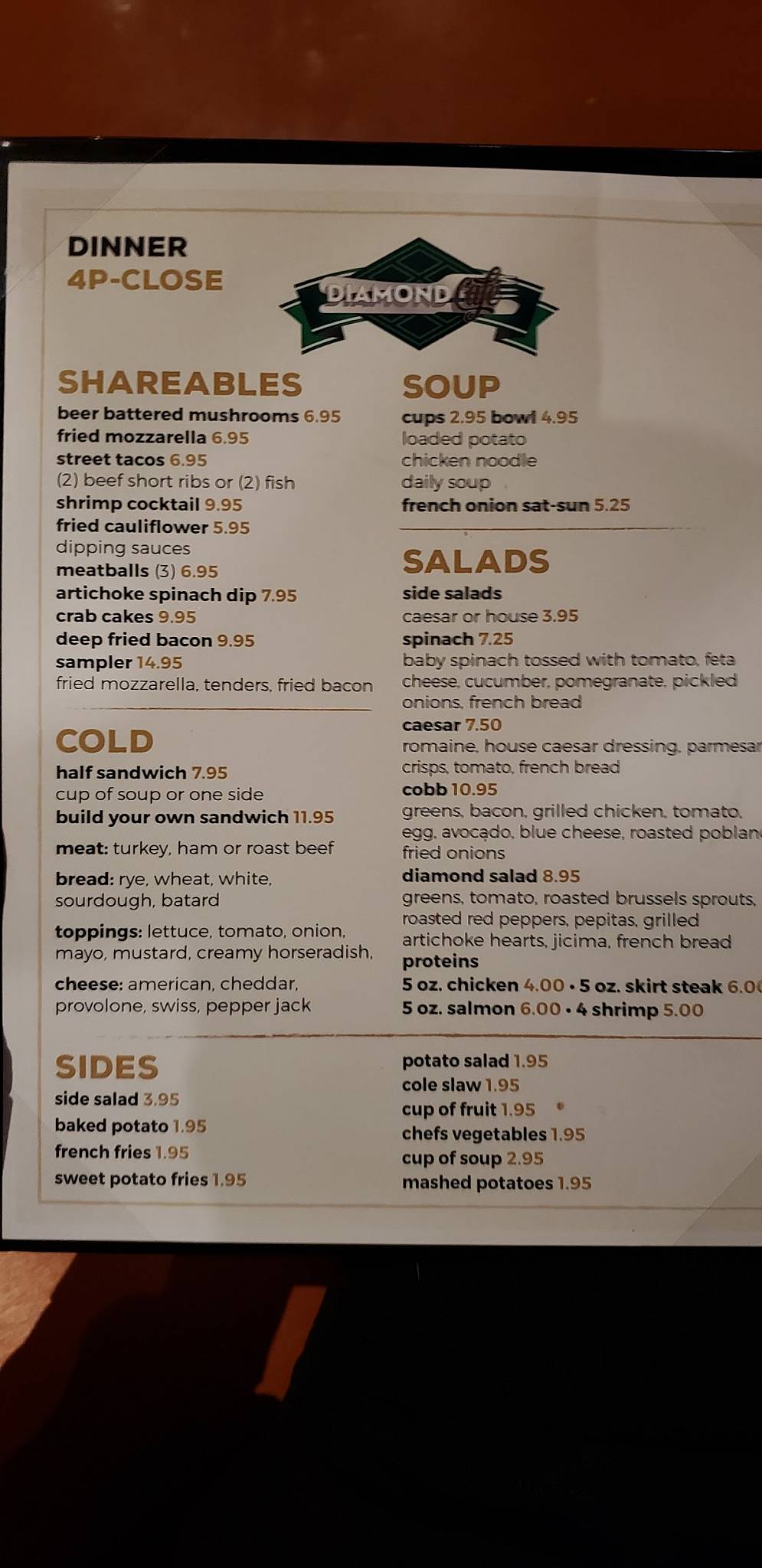 Menu at Diamond Cafe, Tucson, 7350 S Nogales Hwy