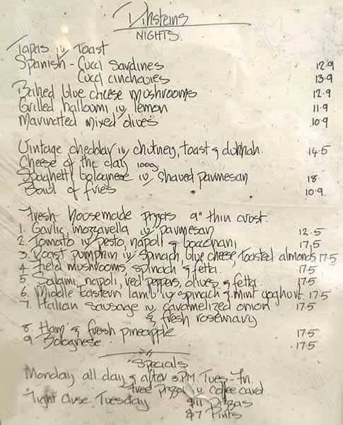 Menu at Dikstein's Corner Bar, Melbourne