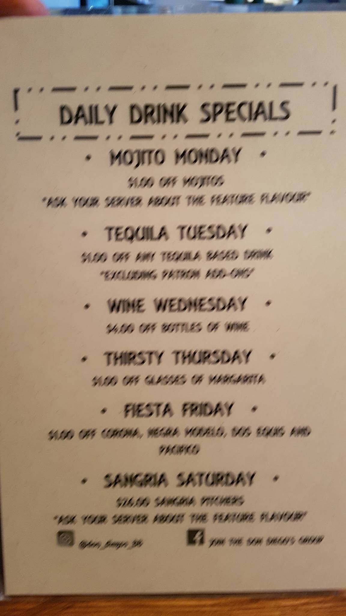 Menu at Don Diego's Restaurant, Terrace