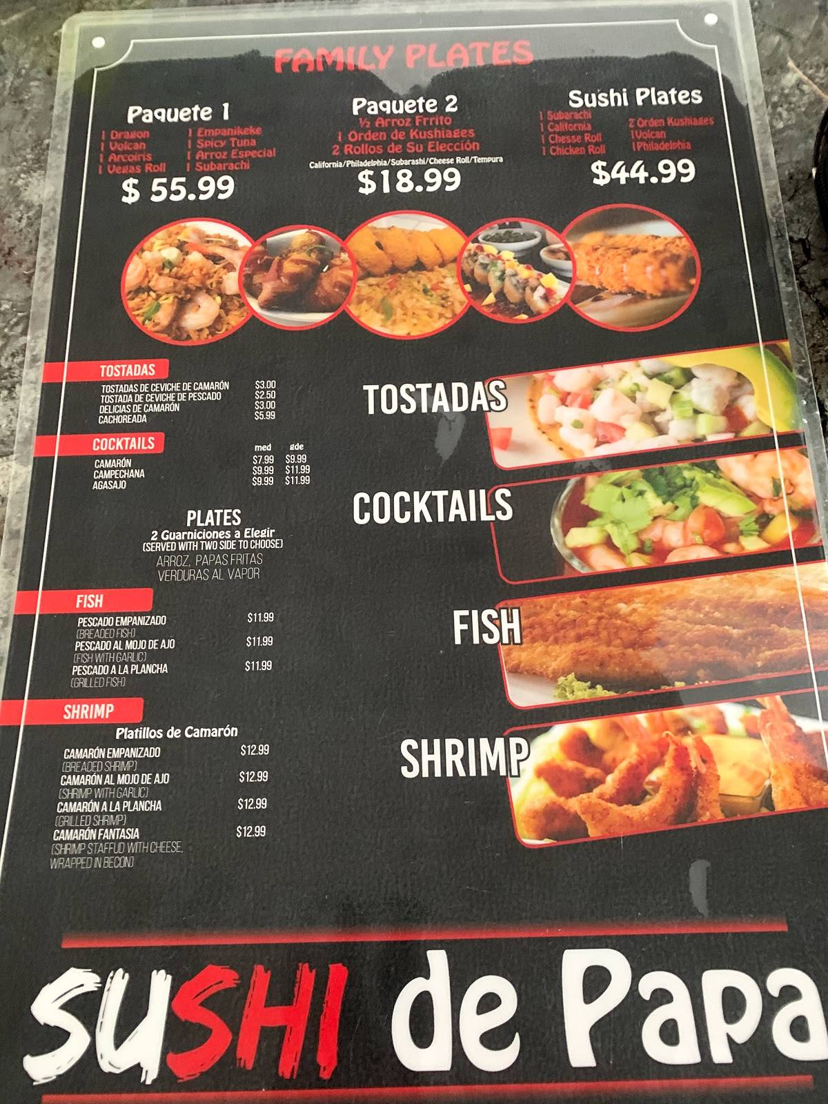 Menu at Sushi De Papa restaurant, Douglas, 524 E 8th St