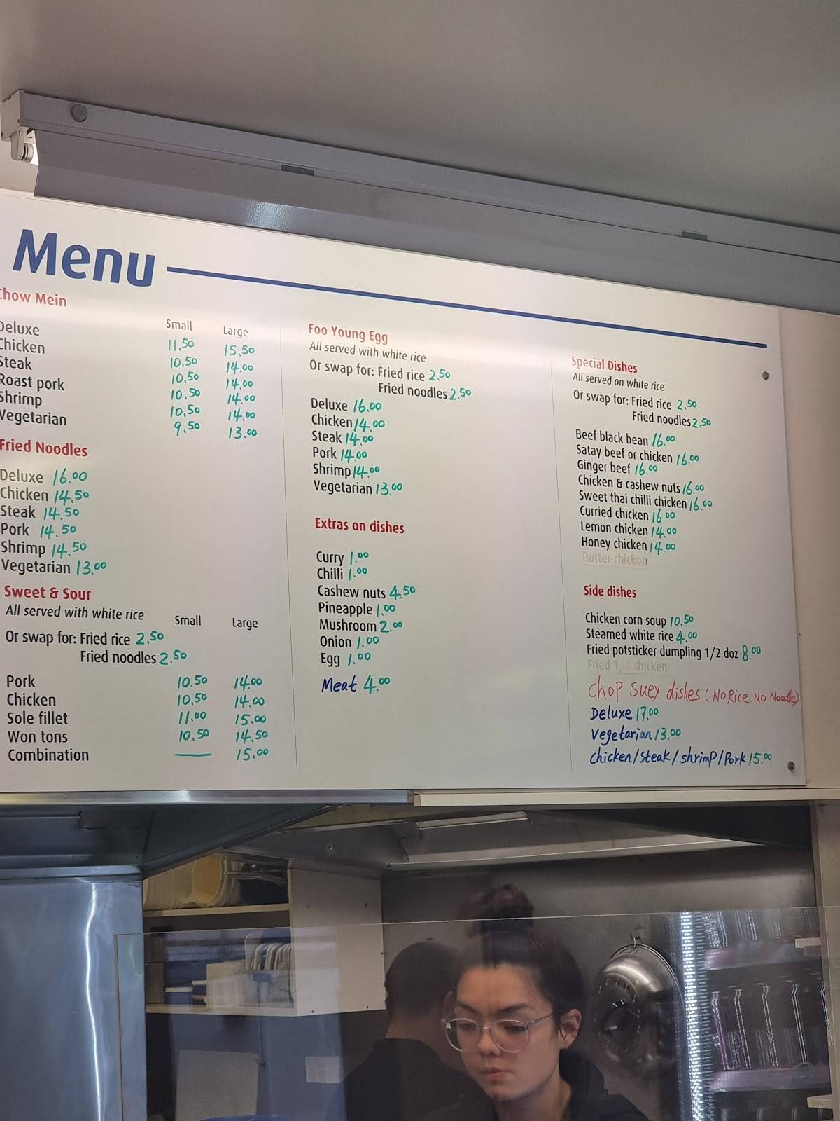 Menu at Maori Hill Takeaways fast food, Dunedin