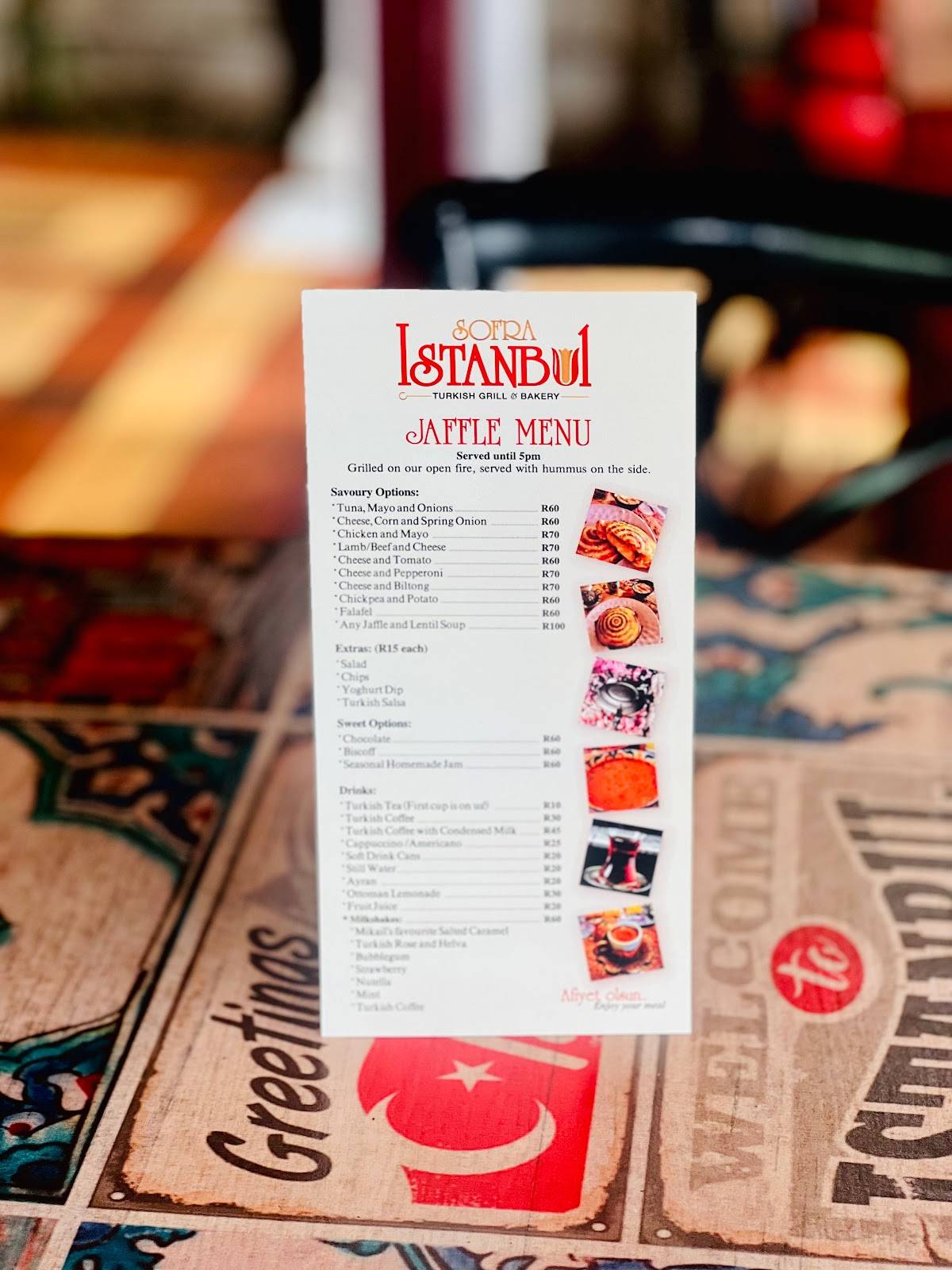 Menu at Sofra Istanbul Florida restaurant, Durban, 245 Florida Rd