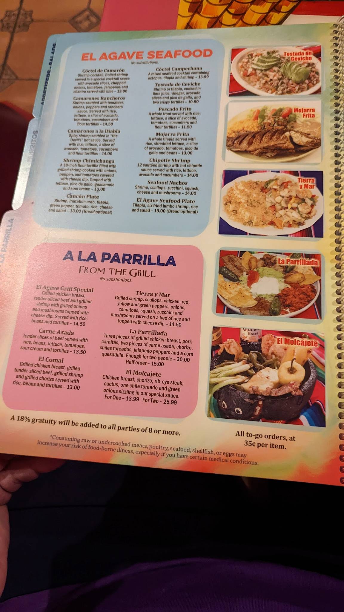 Menu at EL AGAVE MEXICAN RESTAURANT, Seneca