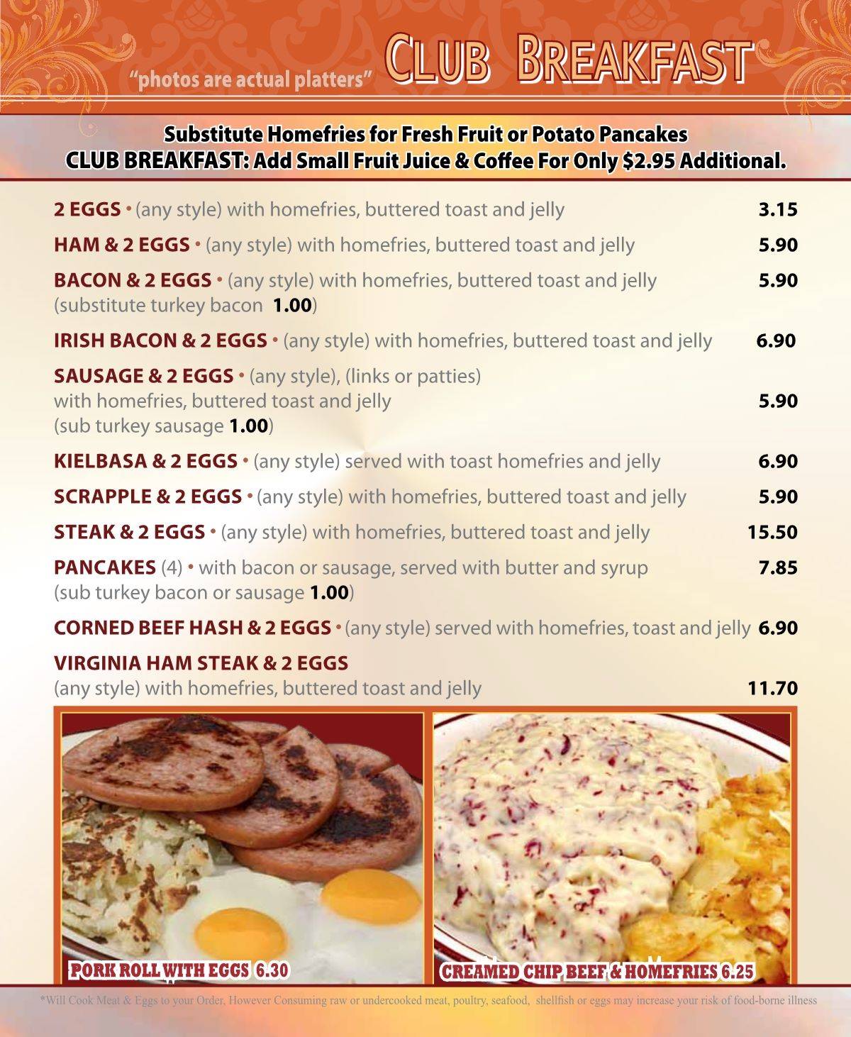 Menu at Eagle Diner restaurant, Warminster