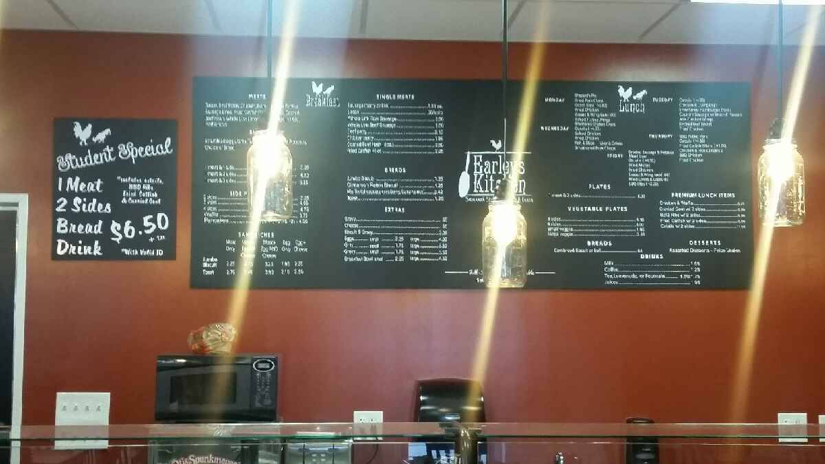 Menu at Earley's Kitchen restaurant, Tallahassee