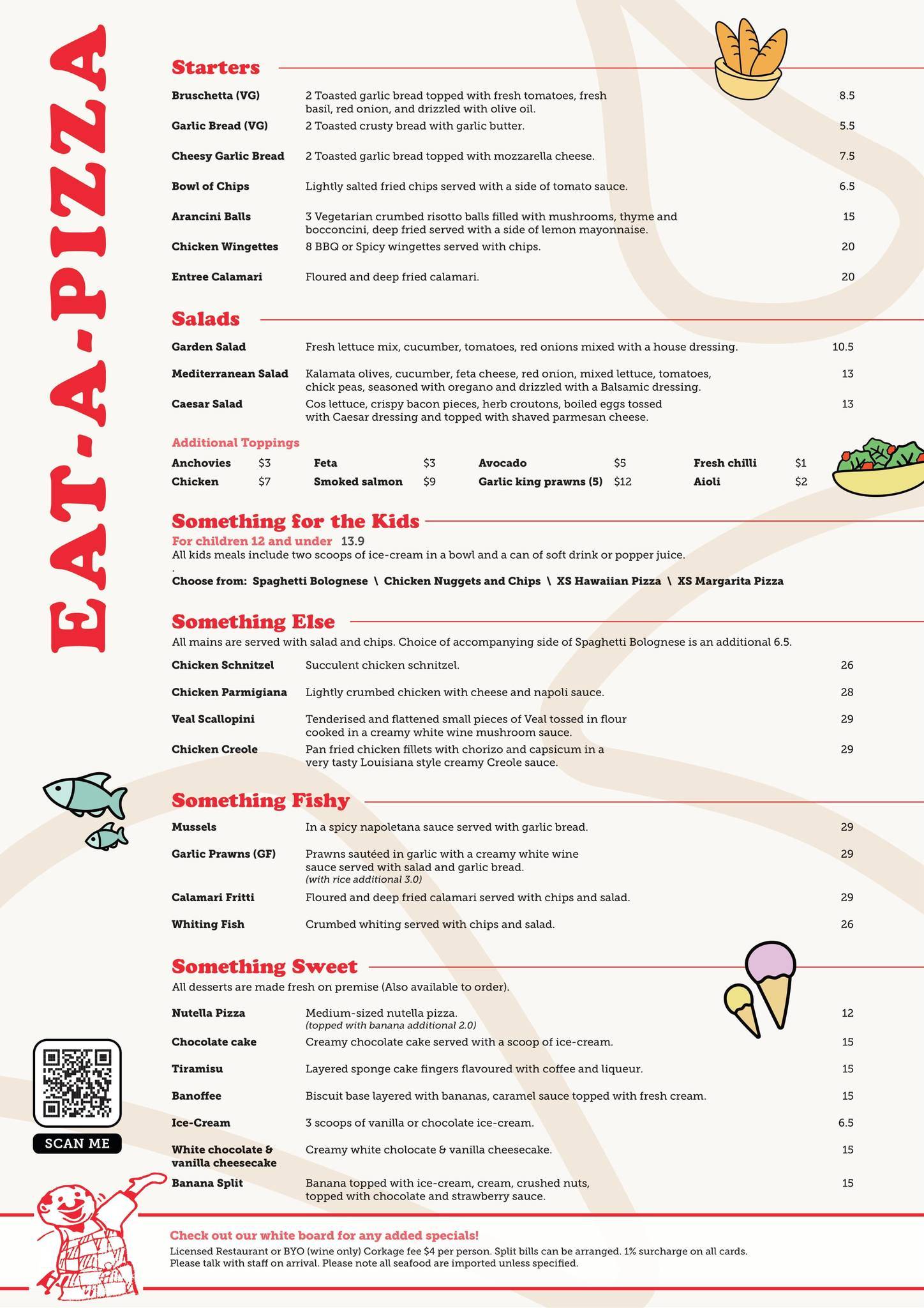 Menu at Eat-A-Pizza pizzeria, Darwin City, Cullen Bay