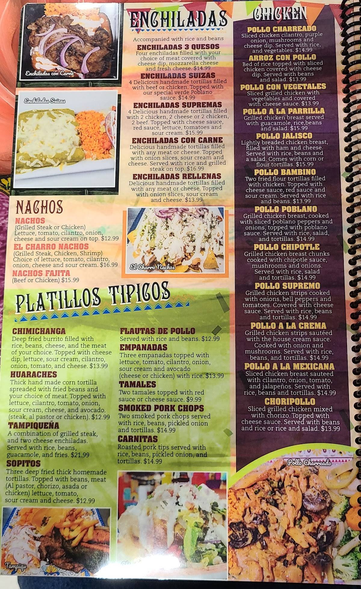 Menu at El Charro restaurant, Crawfordsville, 113 E Pike St