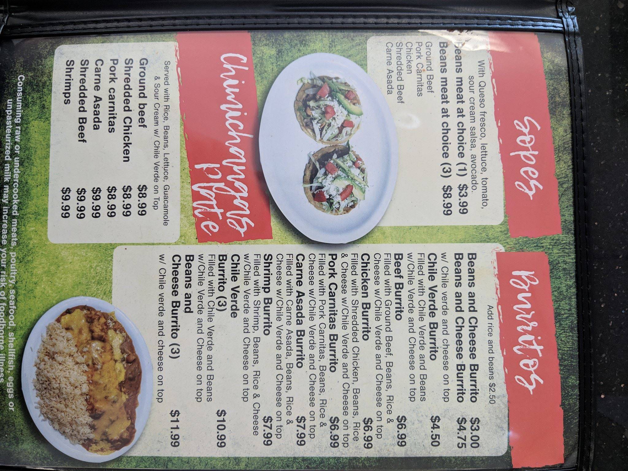 Menu at El Green Burrito restaurant, Tooele, 162 N Main St