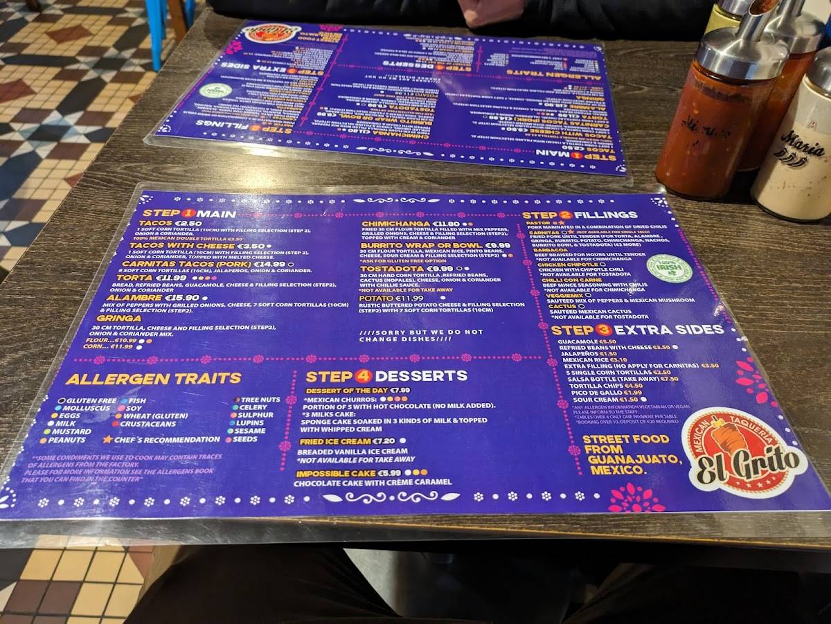 Menu at El Grito Mexican Taqueria Mountjoy Square restaurant, Dublin ...