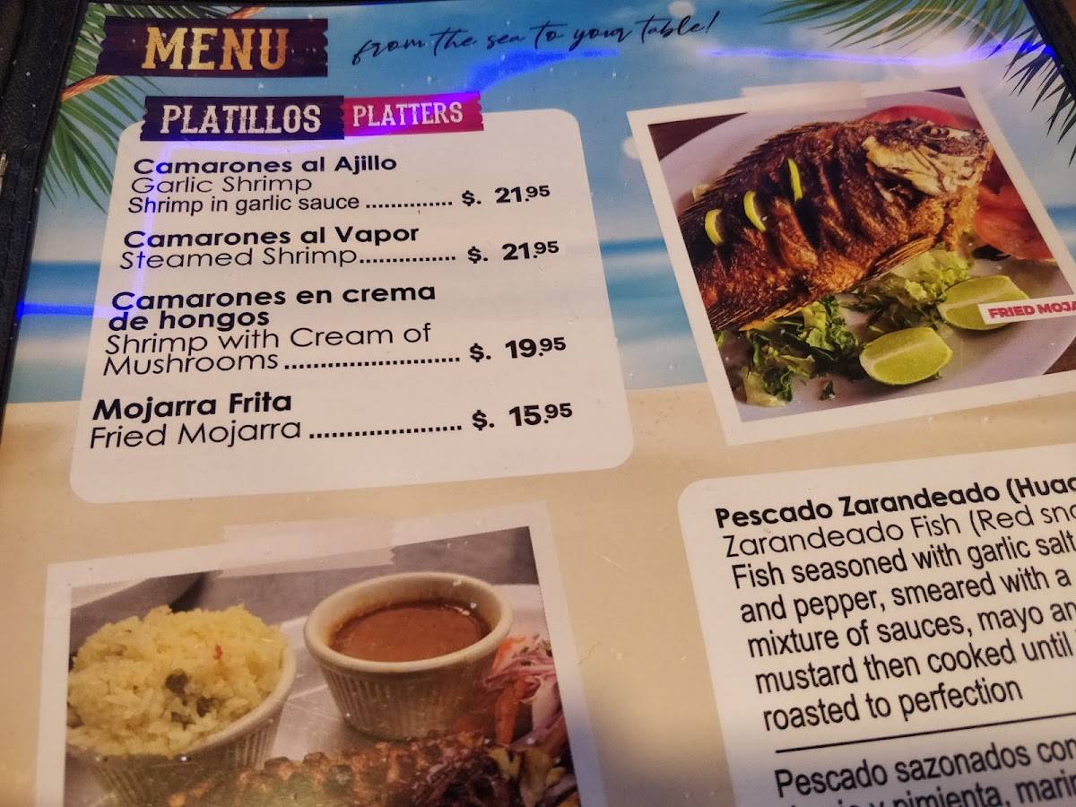 Menu at El Marinero restaurant, Warwick