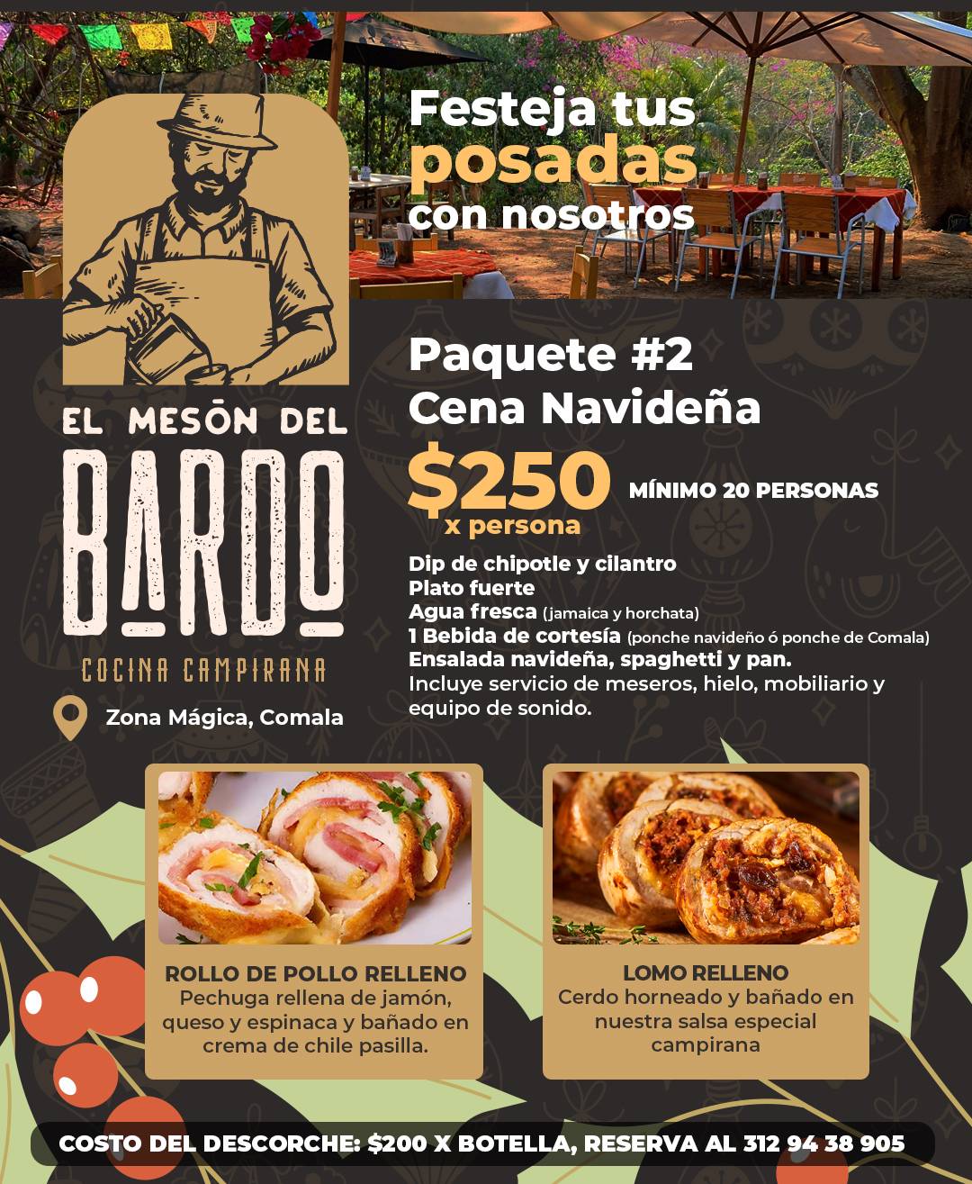 Menu at El Mesón del Bardo, Comala
