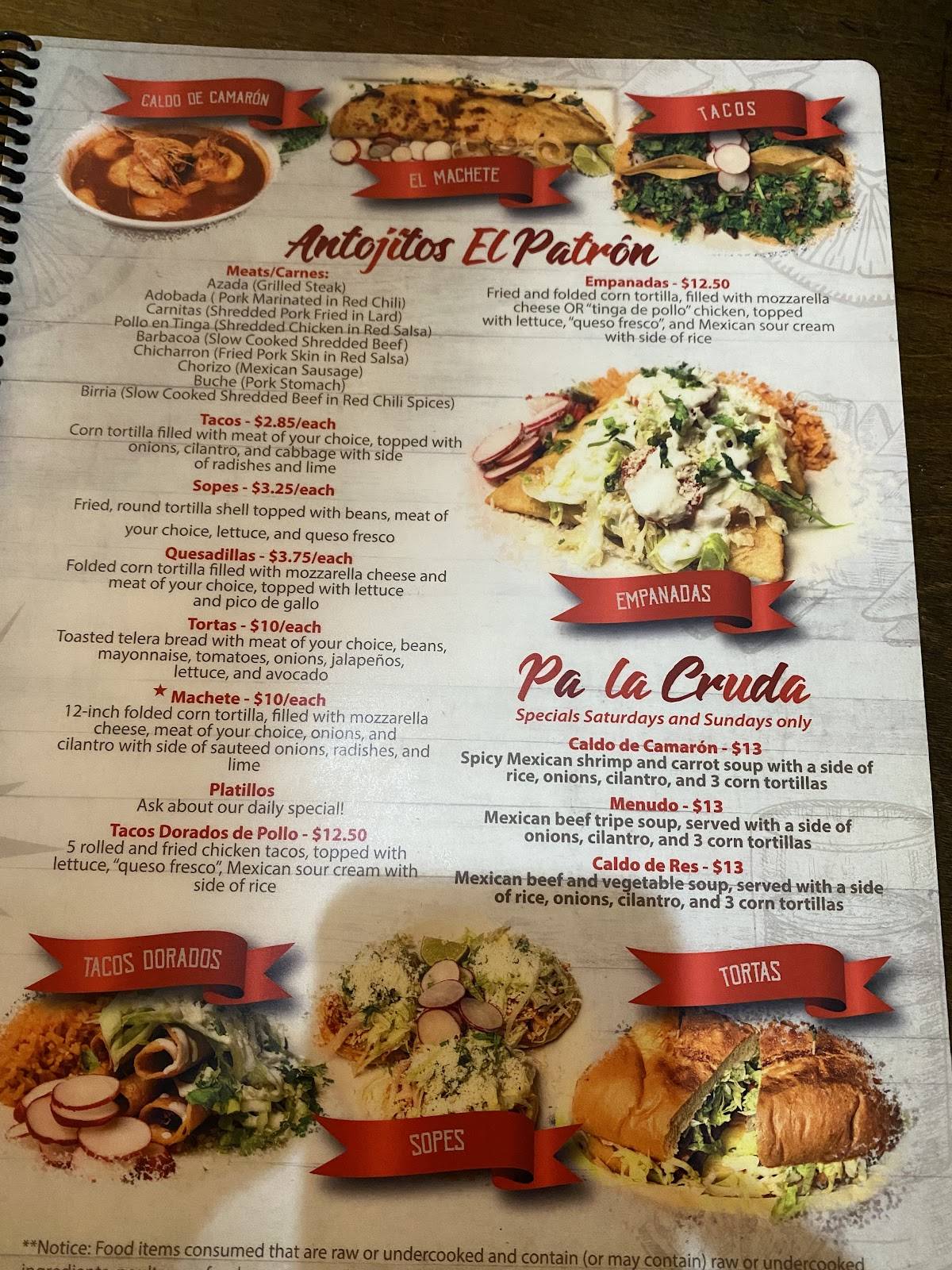 Menu at El Patron Mexican Style Food- Tarboro restaurant, Tarboro