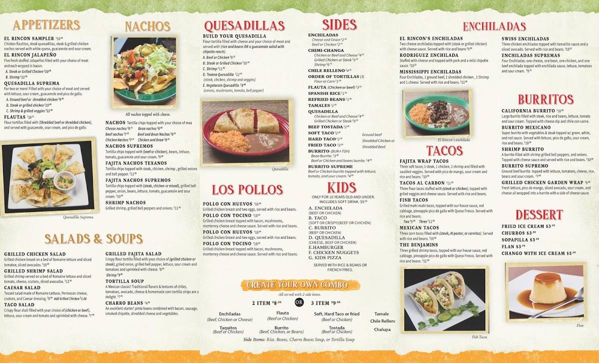 Menu at El Rincon Mexican Restaurant, Biloxi