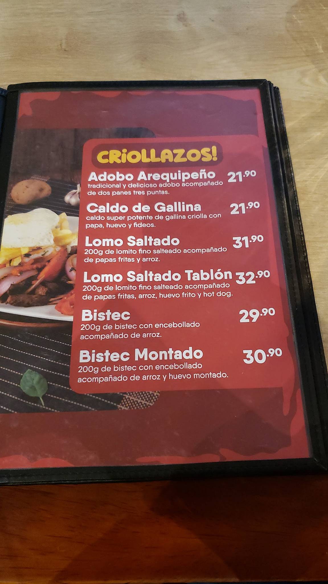 Carta del restaurante El Tablón Food Center, Arequipa, Av. Ejército 902