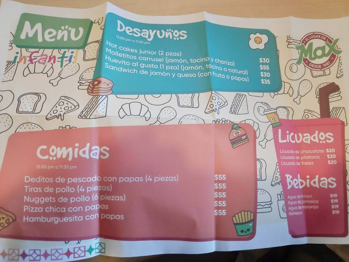 Carta del restaurante El lugar del Max, Guadalupe, Av. Miguel Alemán 1301