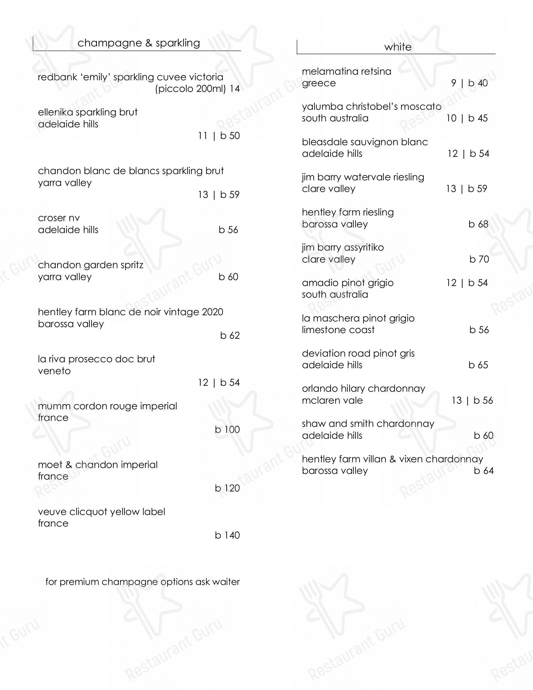 Menu at Ellenika restaurant, Glenelg