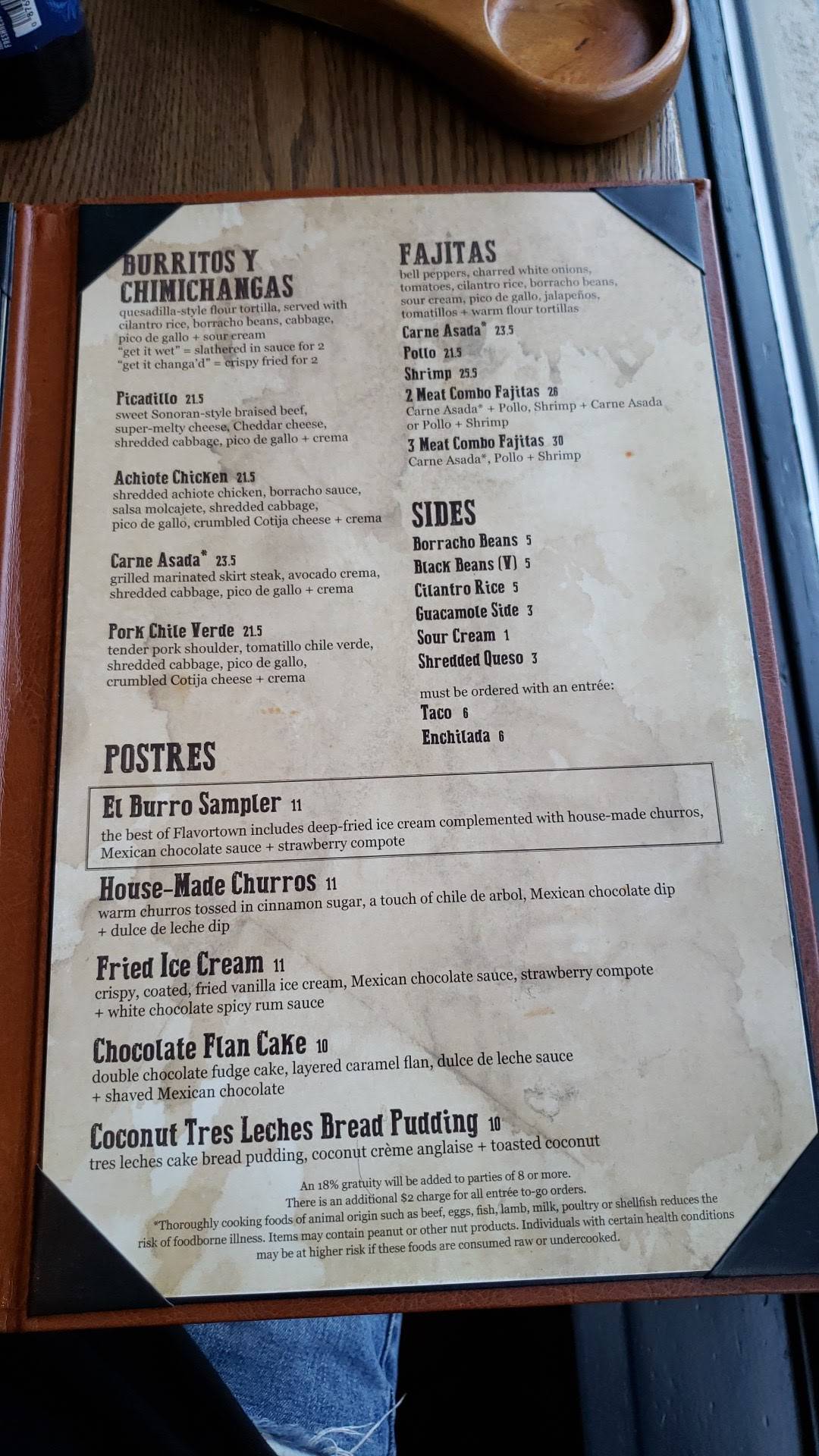 Menu at Guy Fieri's El Burro Borracho Restaurant, Las Vegas