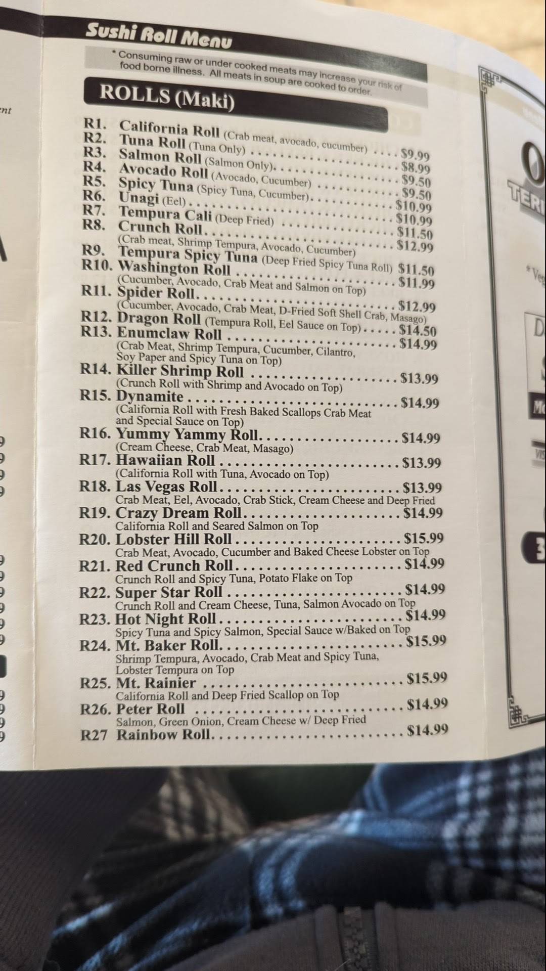 Menu at Oshio Teriyaki & Sushi restaurant, Enumclaw, 730 Griffin Ave