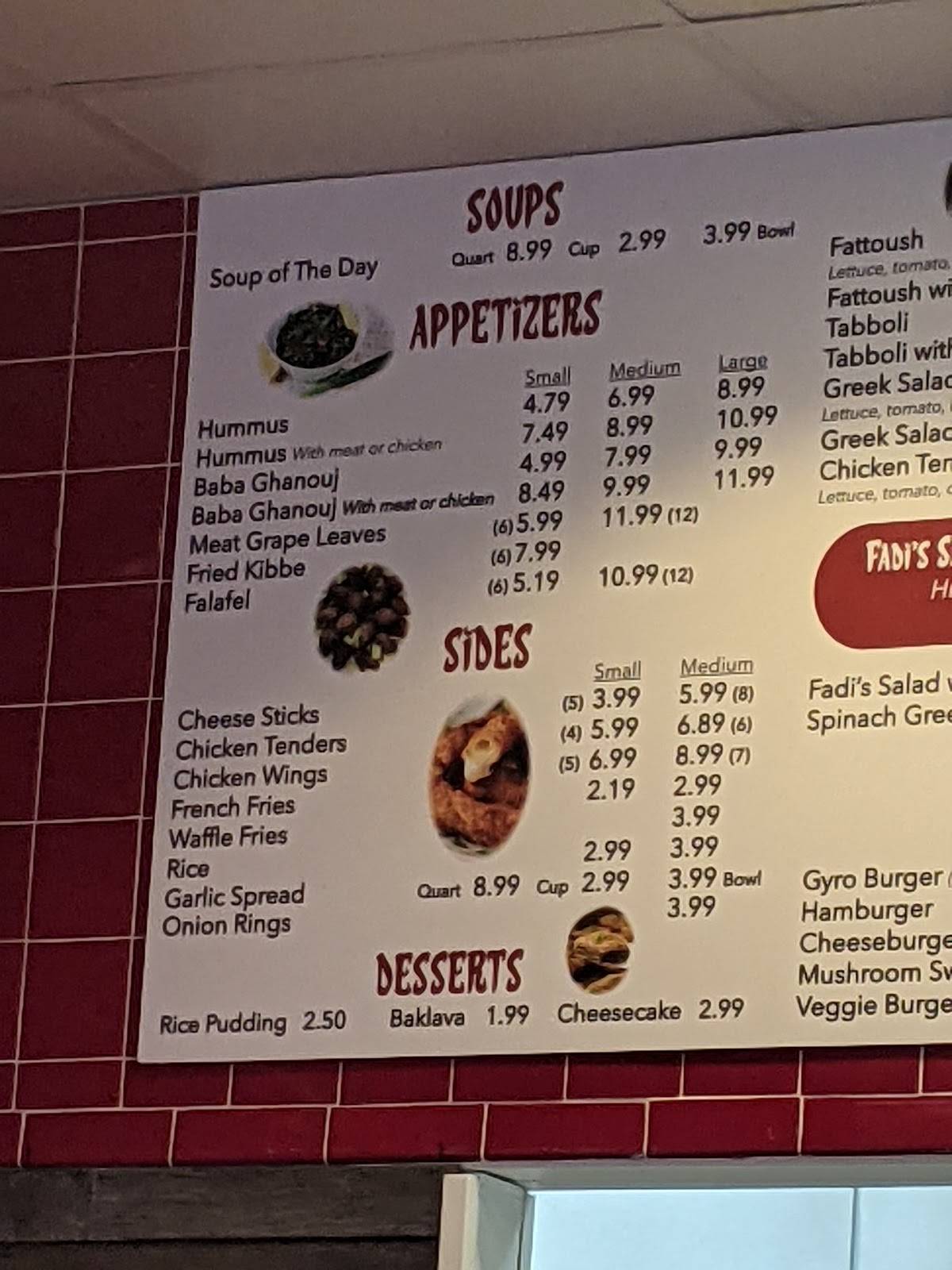 Menu at Fadis Lebanese Grill restaurant, Shelby charter Township