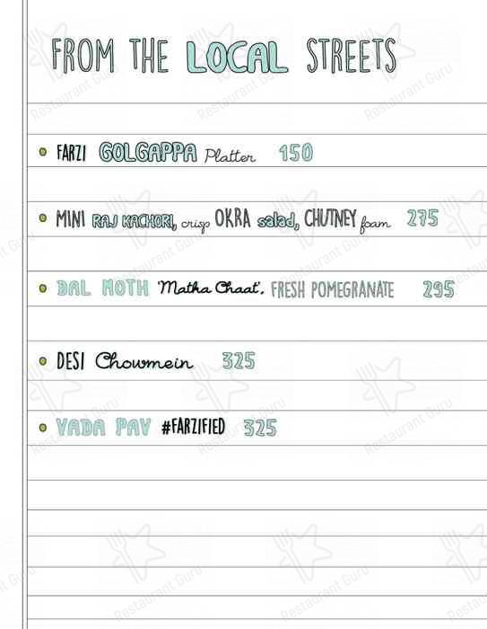 Menu at Farzi Cafe Indore, Indore, Apollo premier building