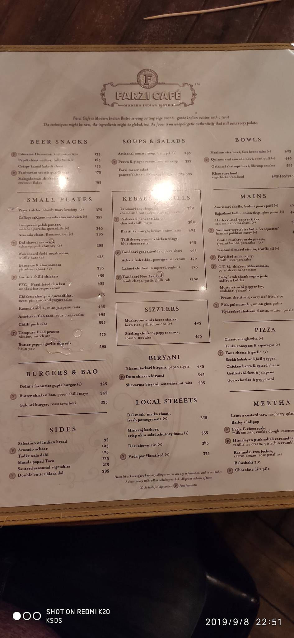 Menu at Farzi Cafe, Gurugram, Ground Cyber Hub