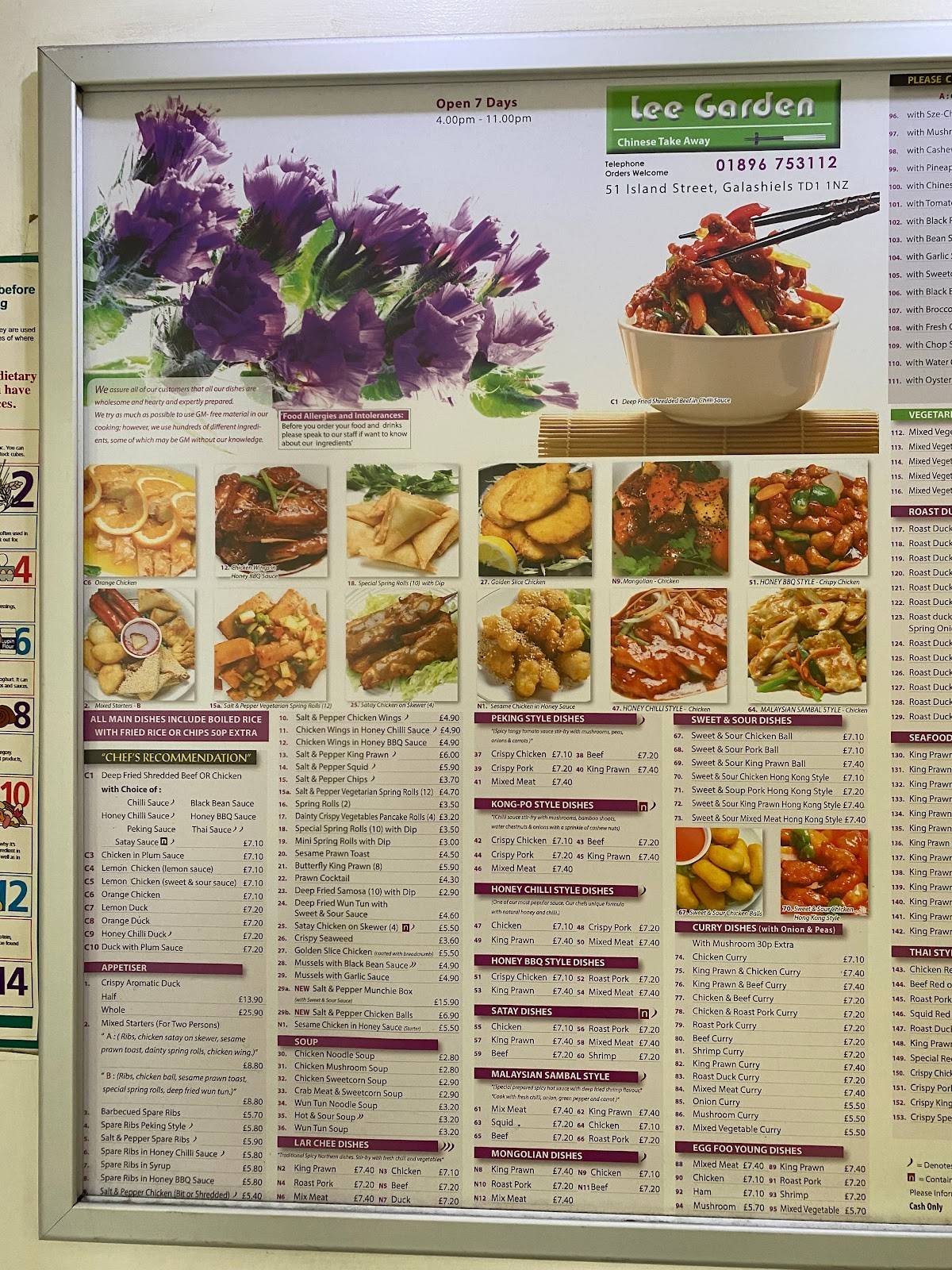 Menu at Lee Garden fast food, Galashiels