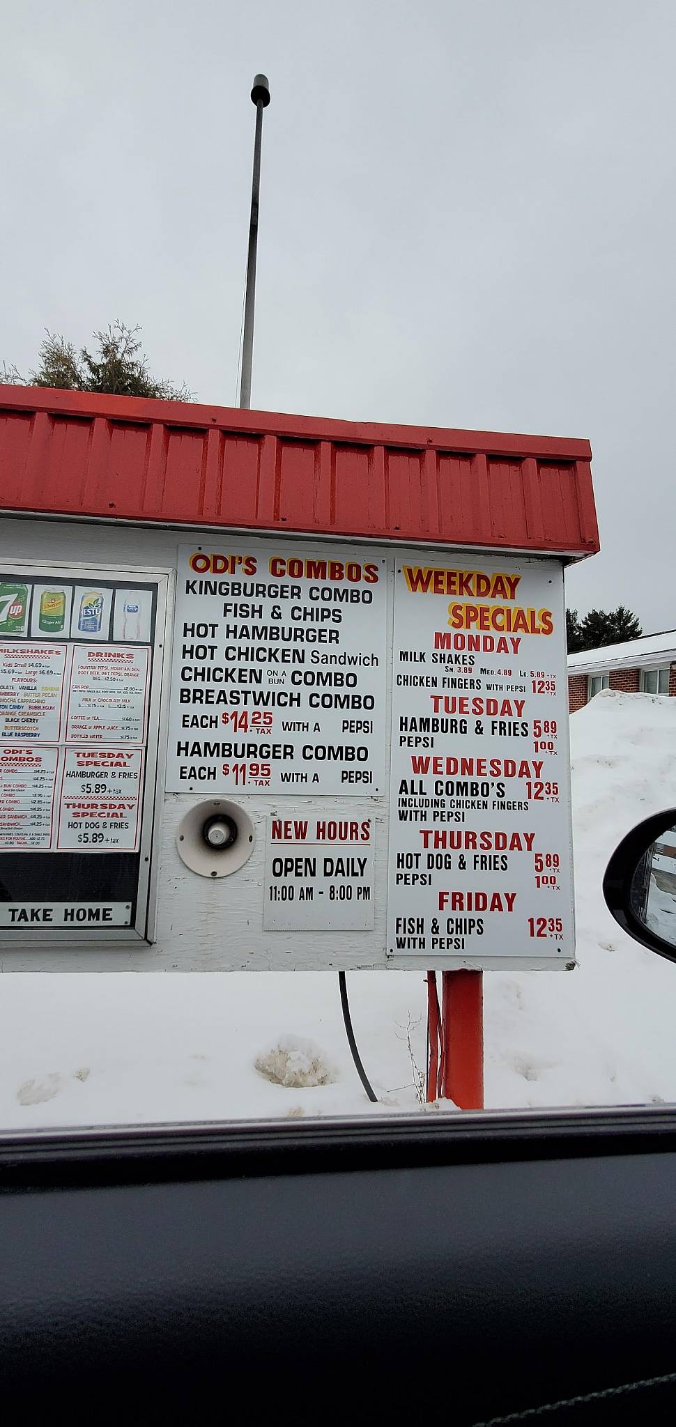 Menu at Odi's Kingburger Drive-In fast food, Renfrew