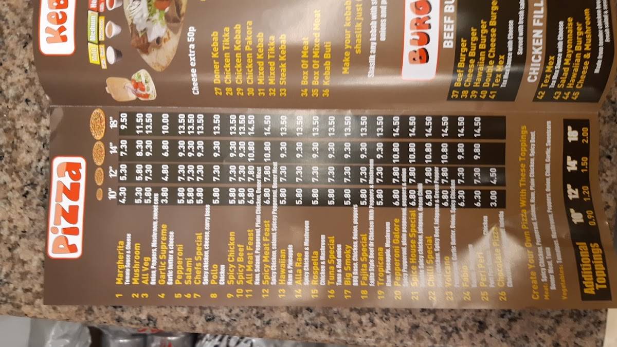 Menu at Spice House Lurgan fast food, Lurgan