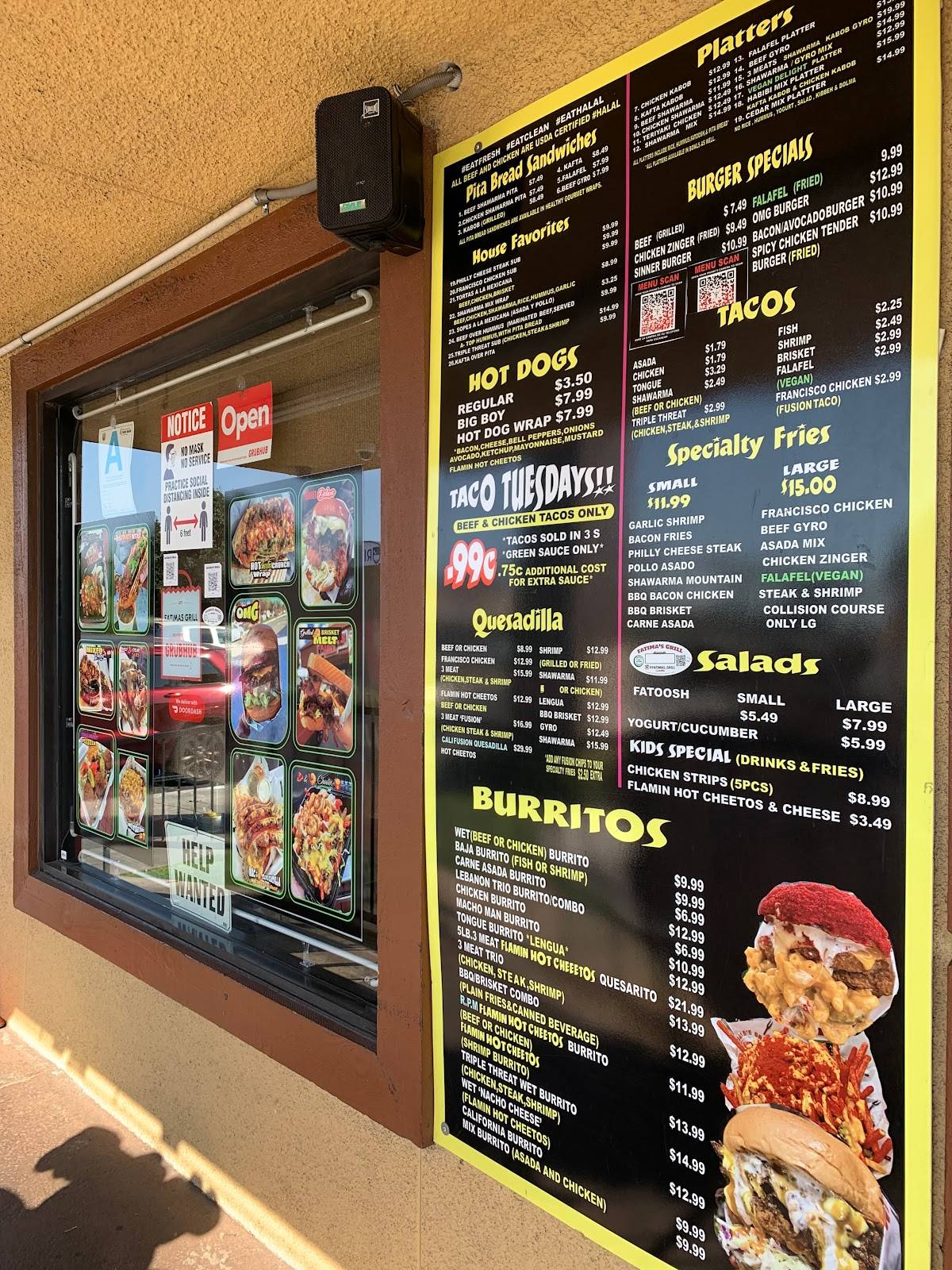 Menu at Fatima's Grill restaurant, Downey, Firestone Blvd