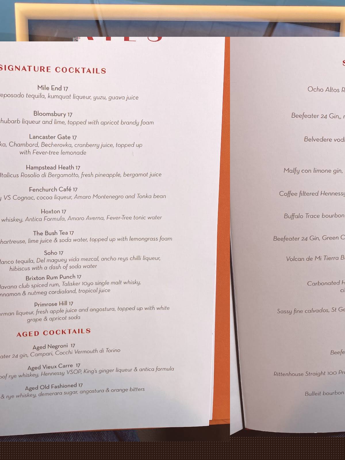 Menu at Fenchurch Restaurant, London, Level 37