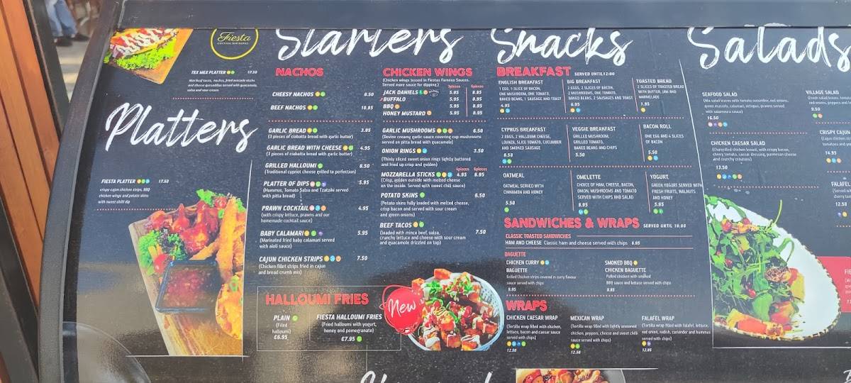Menu at Fiesta Bar & Grill, Paphos