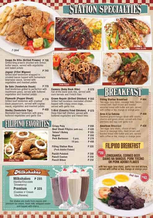Menu at Filling Station Bar And Cafe, Makati, P Burgos