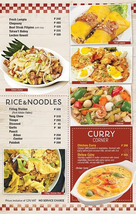 Menu at Filling Station Bar And Cafe, Makati, P Burgos