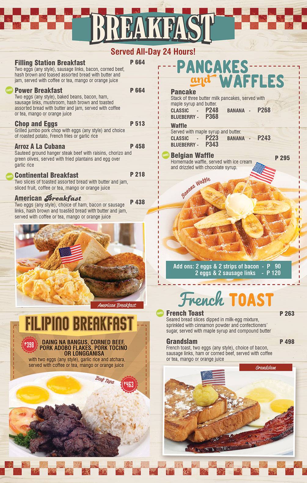Menu at Filling Station Bar And Cafe, Makati, P Burgos