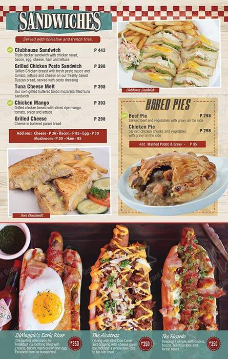 Menu at Filling Station Bar And Cafe, Makati, P Burgos