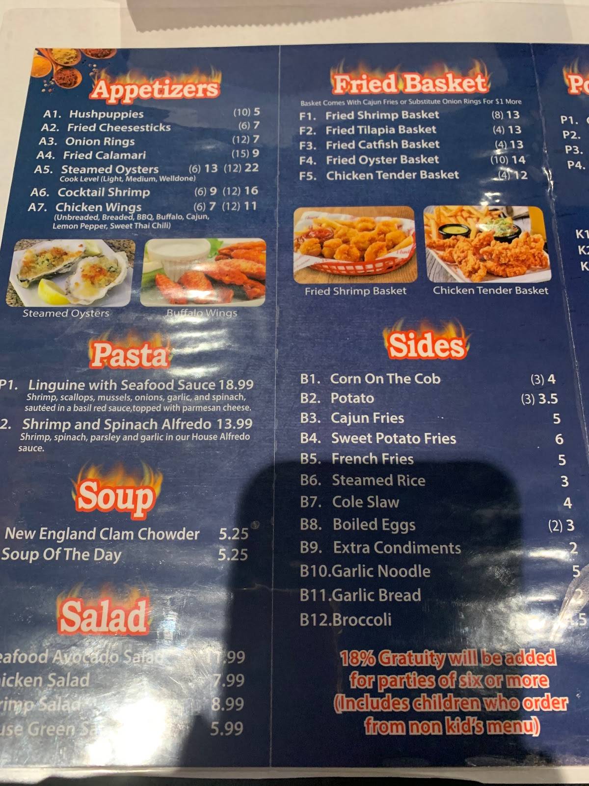 Menu at Flaming Crab Cajun Seafood restaurant, Easton, Nazareth Rd