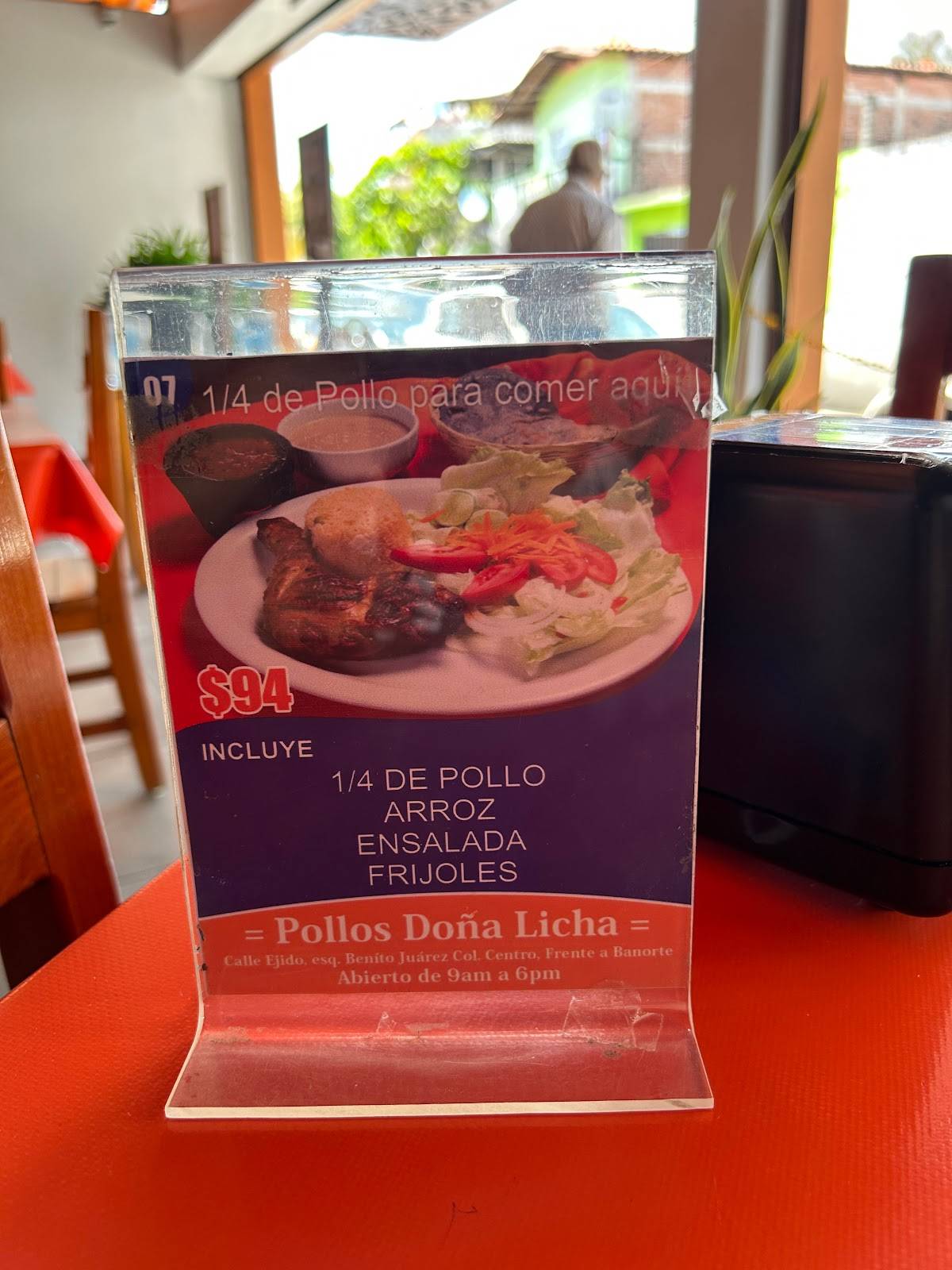 Menu at Fonda Doña Licha restaurant, Zihuatanejo