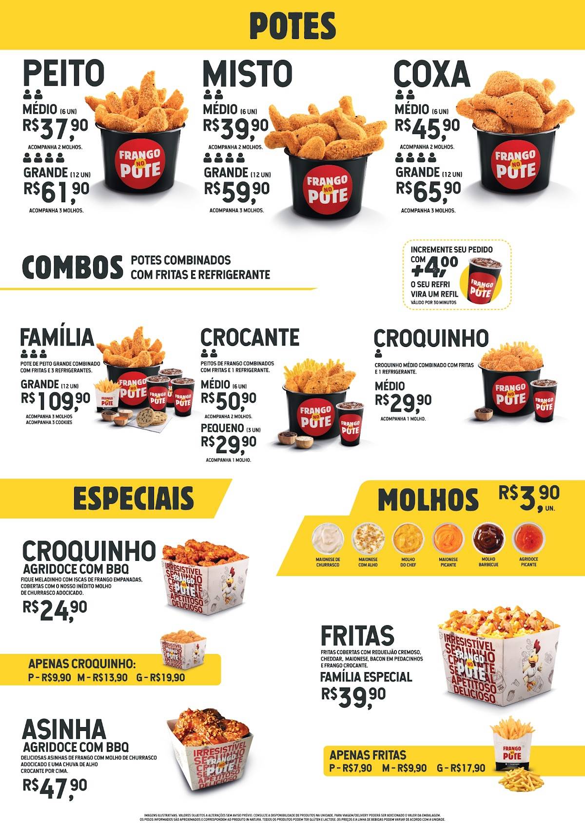 Menu at Frango no Pote restaurant, Monte Carmelo